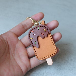 Chocolate Ice Cream Key Holder Keychain Purse Charm Genuine Leather ...