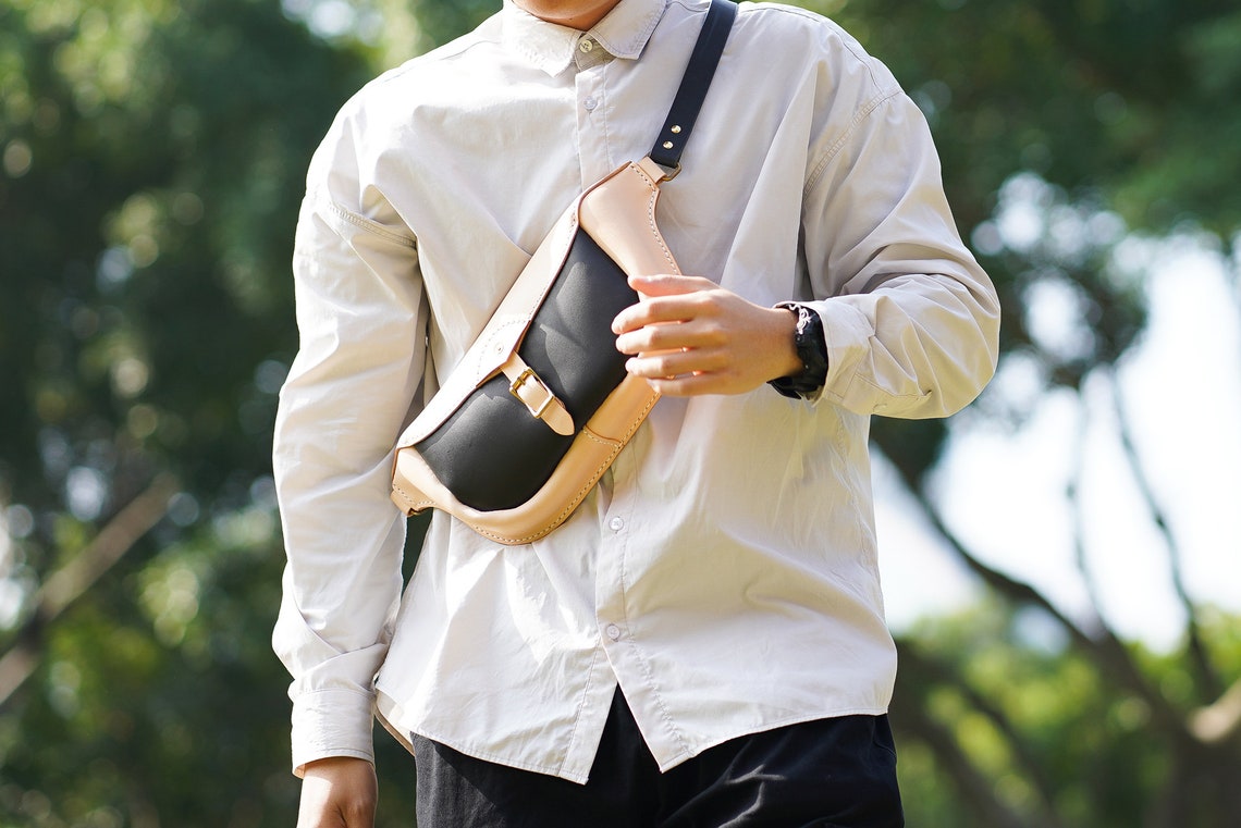 Large Sling Leather Bag Leather Bag Sling Bag Vintage Bag | Etsy