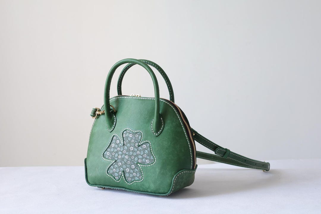 Handcrafted Genuine Leather Shell-shaped Bag With Floral Design ...