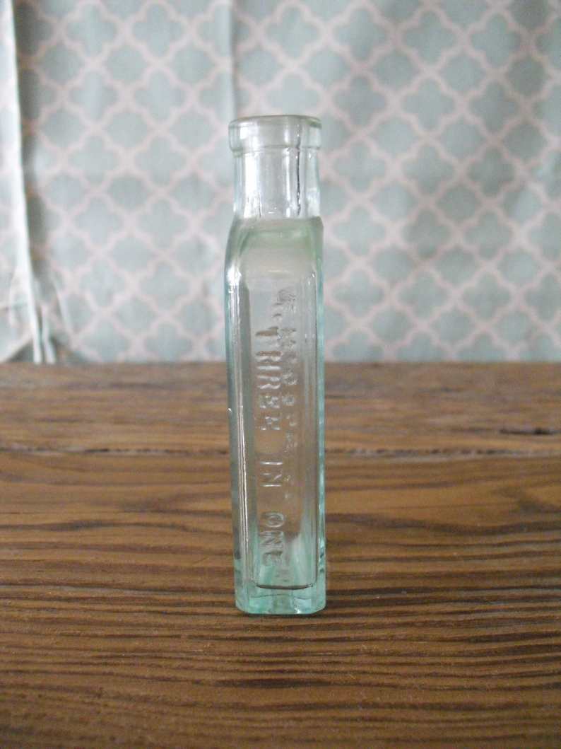 Antique Pale Aqua Glass Medicine Bottle C.W. Cole Co Three in - Etsy