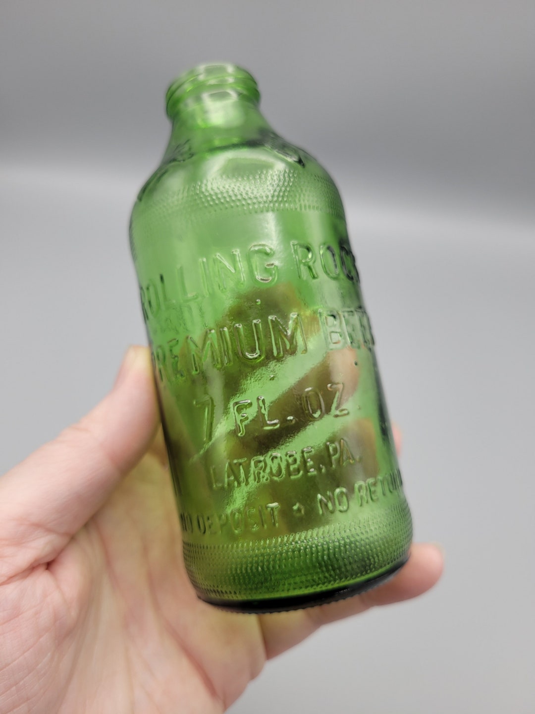 Vintage Emerald Green Glass Rolling Rock Beer Bottle Anchor Hocking ...