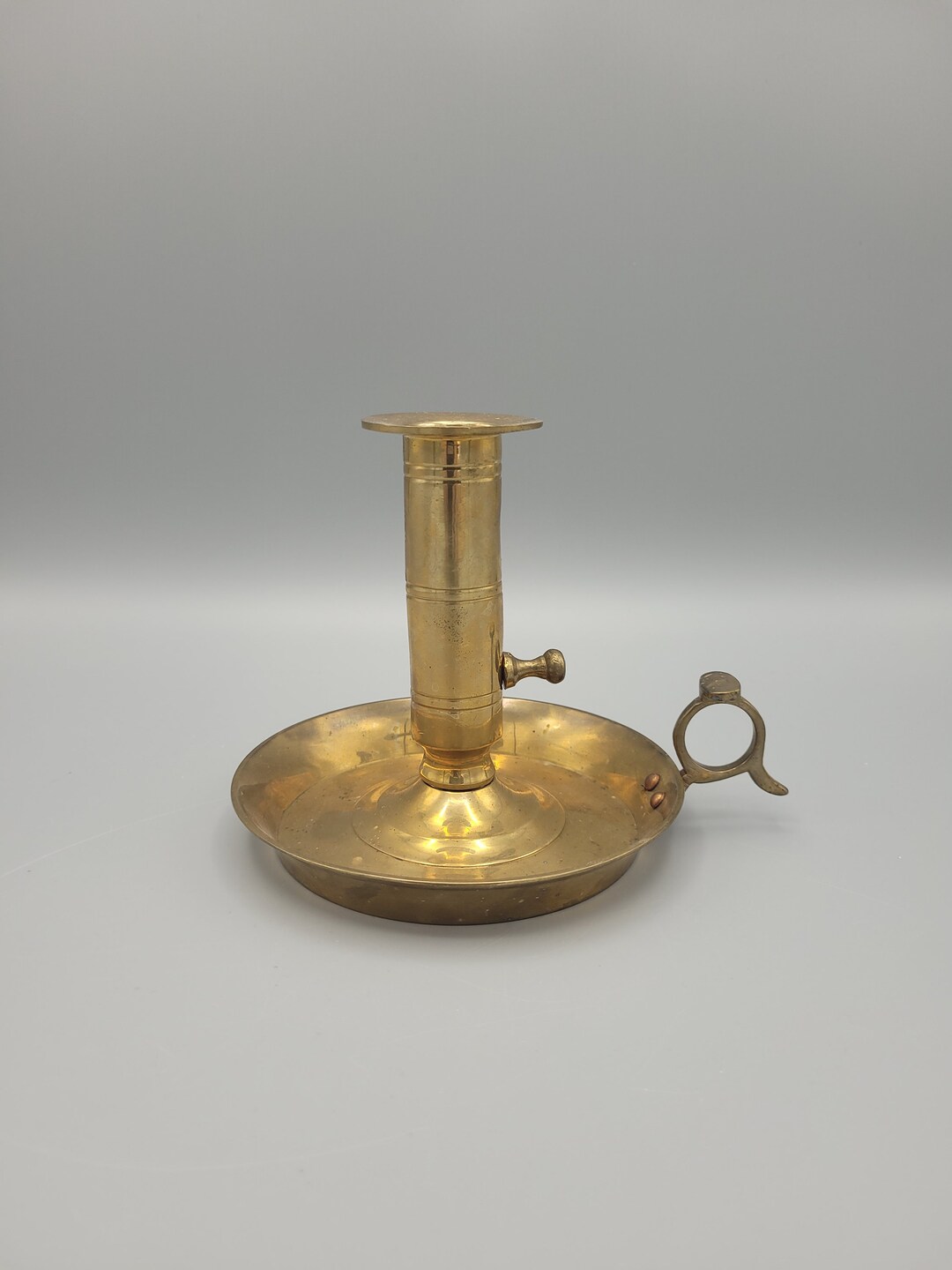 Solid Brass Vintage Chamber Candle Holder With Lovely Patina Has Finger ...