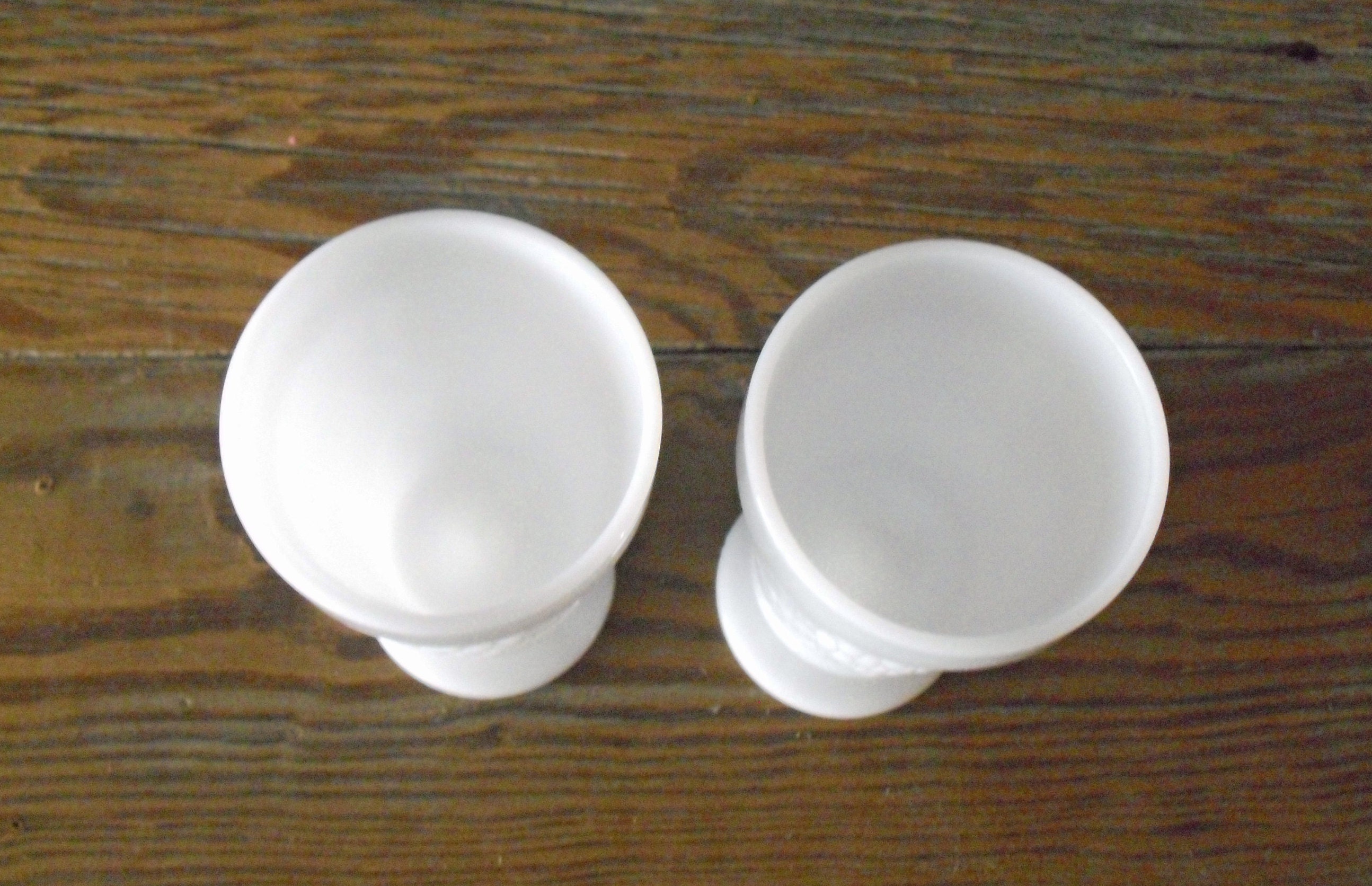 Vintage Footed Pedestal Translucent Milk Glass Tumblers | Etsy