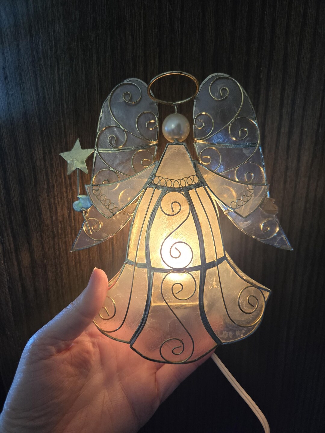 Beautiful 3D Vintage Angel Lighted Tree Topper Brass Gold Tone Metal ...