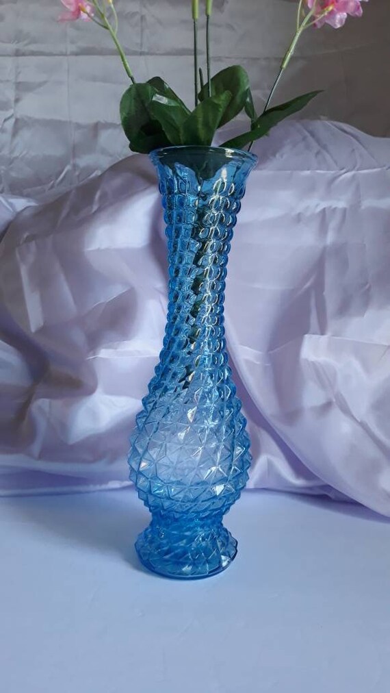 Raised Diamond Pattern Vintage Pale Blue Sparkling Aqua Glass | Etsy