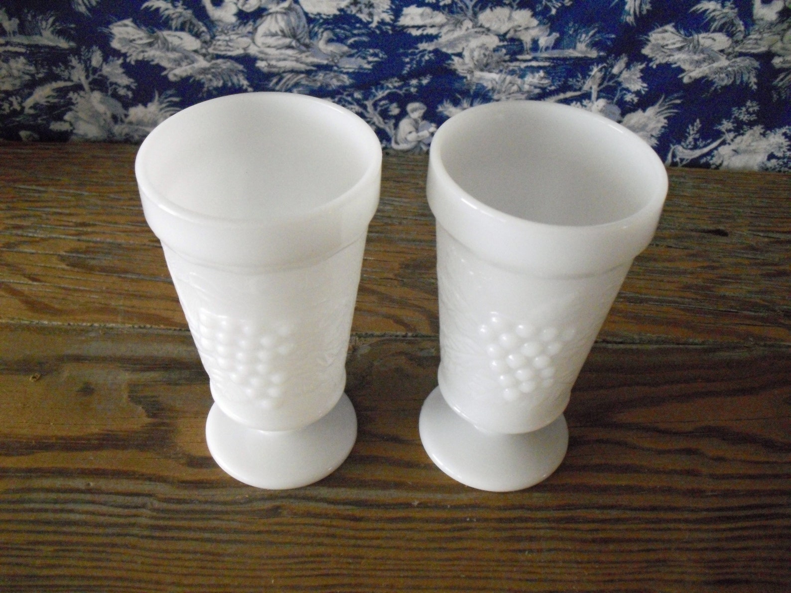 Vintage Footed Pedestal Translucent Milk Glass Tumblers | Etsy