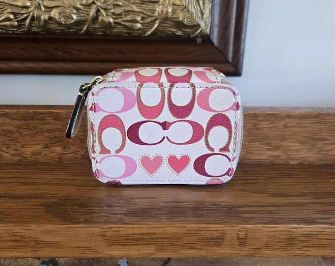 Vintage Coach Peyton Heart Signature Triple Pill Case Travel Box ...