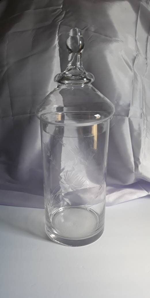 Extra Large Vintage Etched Glass Cookie Fruit Storage Jar is | Etsy