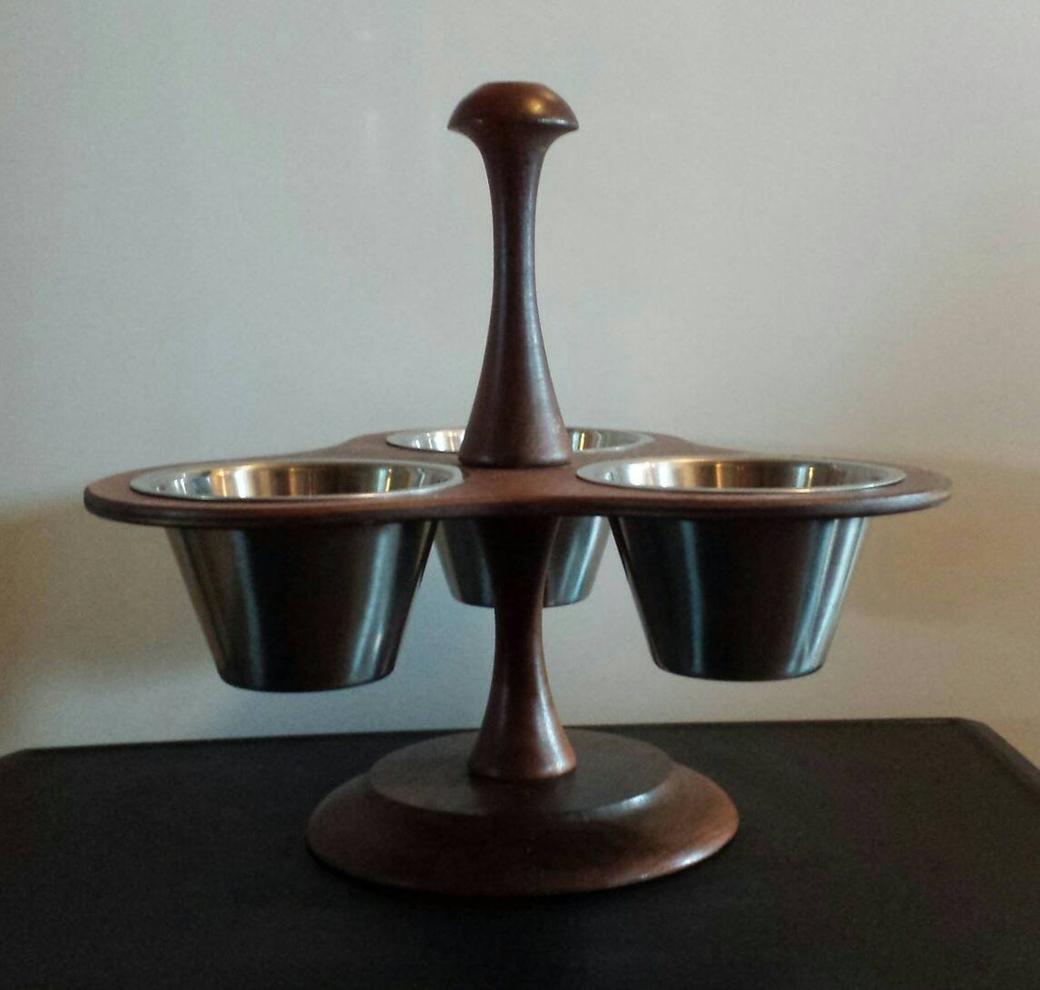 Wood and Stainless Steel Mid Century Modern Condiment Caddy - Etsy