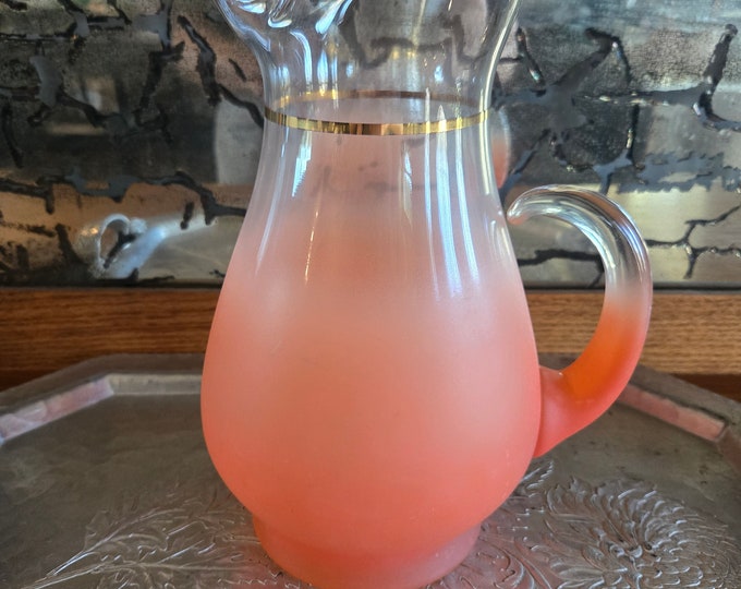 Mid Century Fresh Bright Coral Colored Blendo Pitcher With Gold Band ...