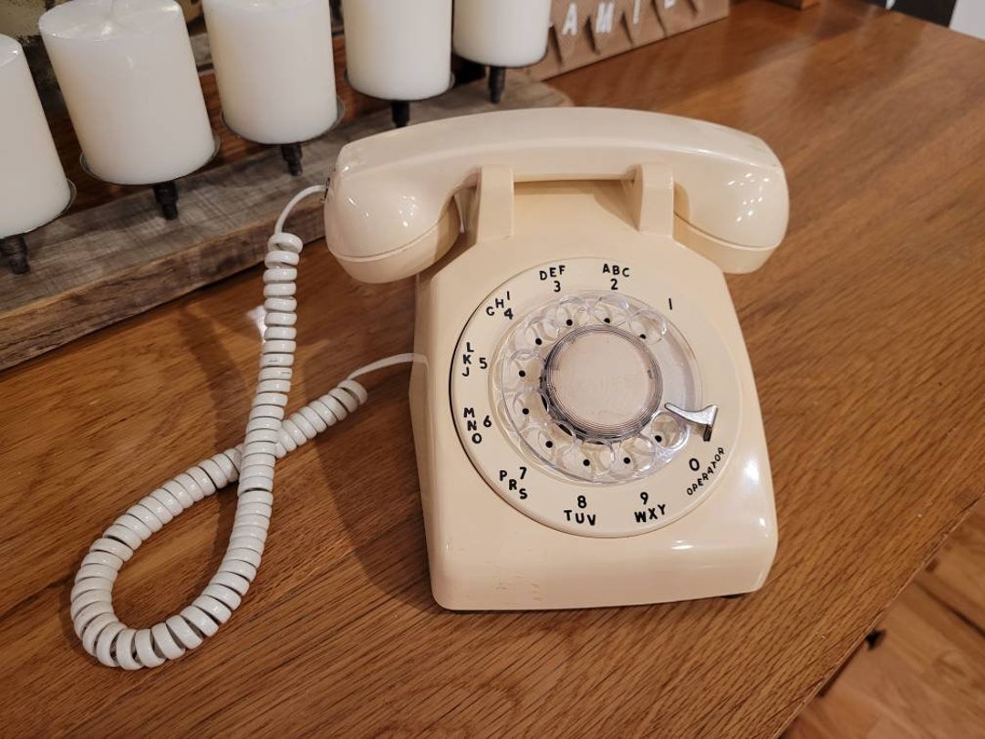 Creamy White Beige Vintage 1960's Rotary Dial Telephone - Etsy