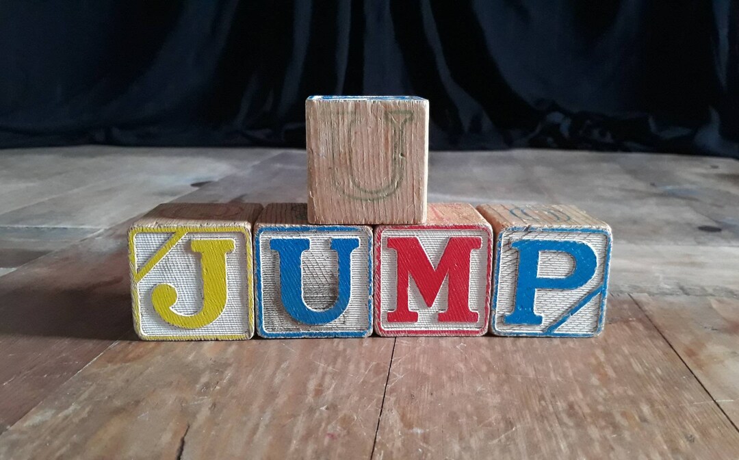 SALE! Vintage Children's Wood Block Set Mixed Lot of 5 Brightly Colored ...