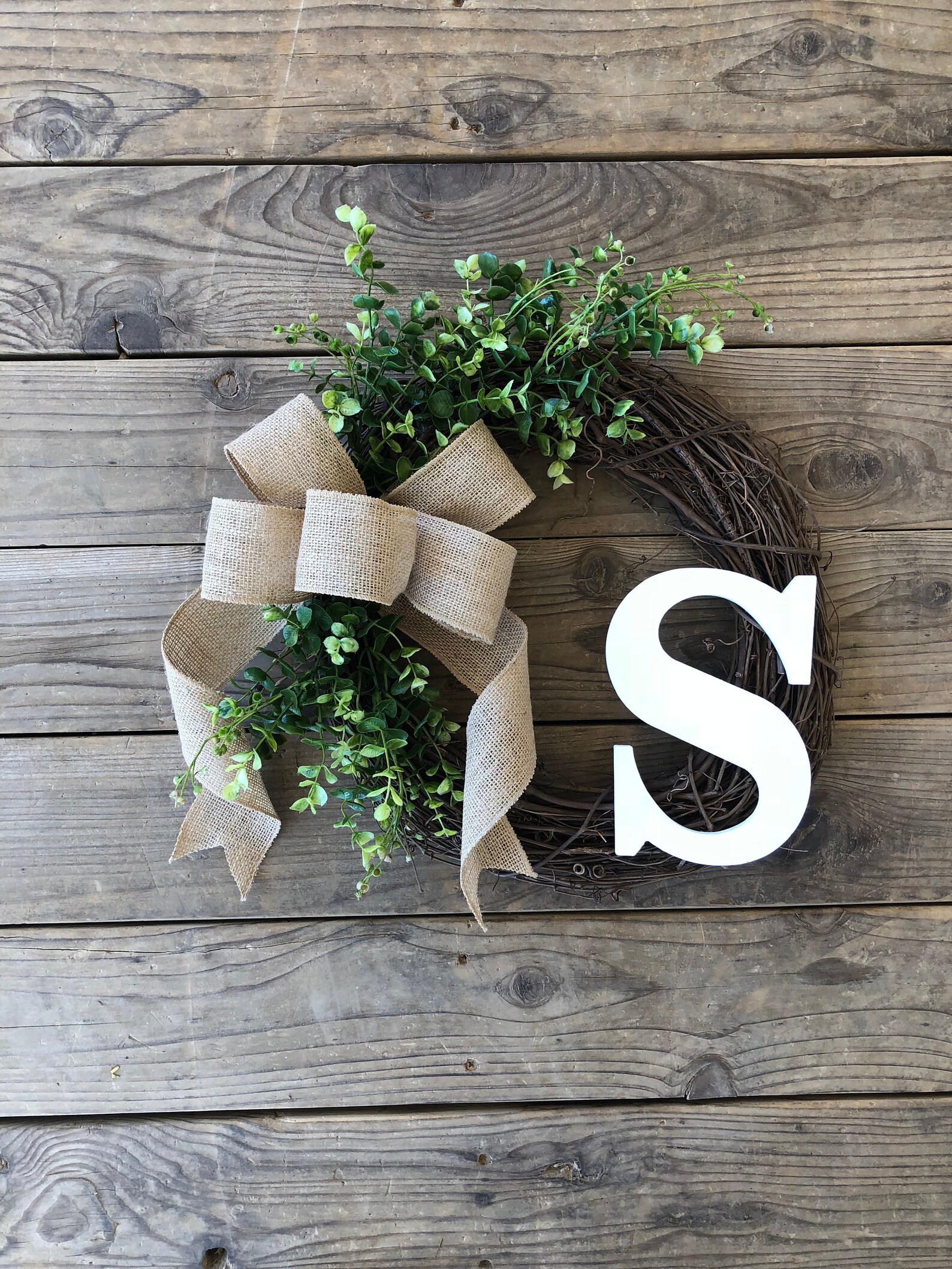 Wreath for Front Door Initial Monogram / Front Door Wreath - Etsy