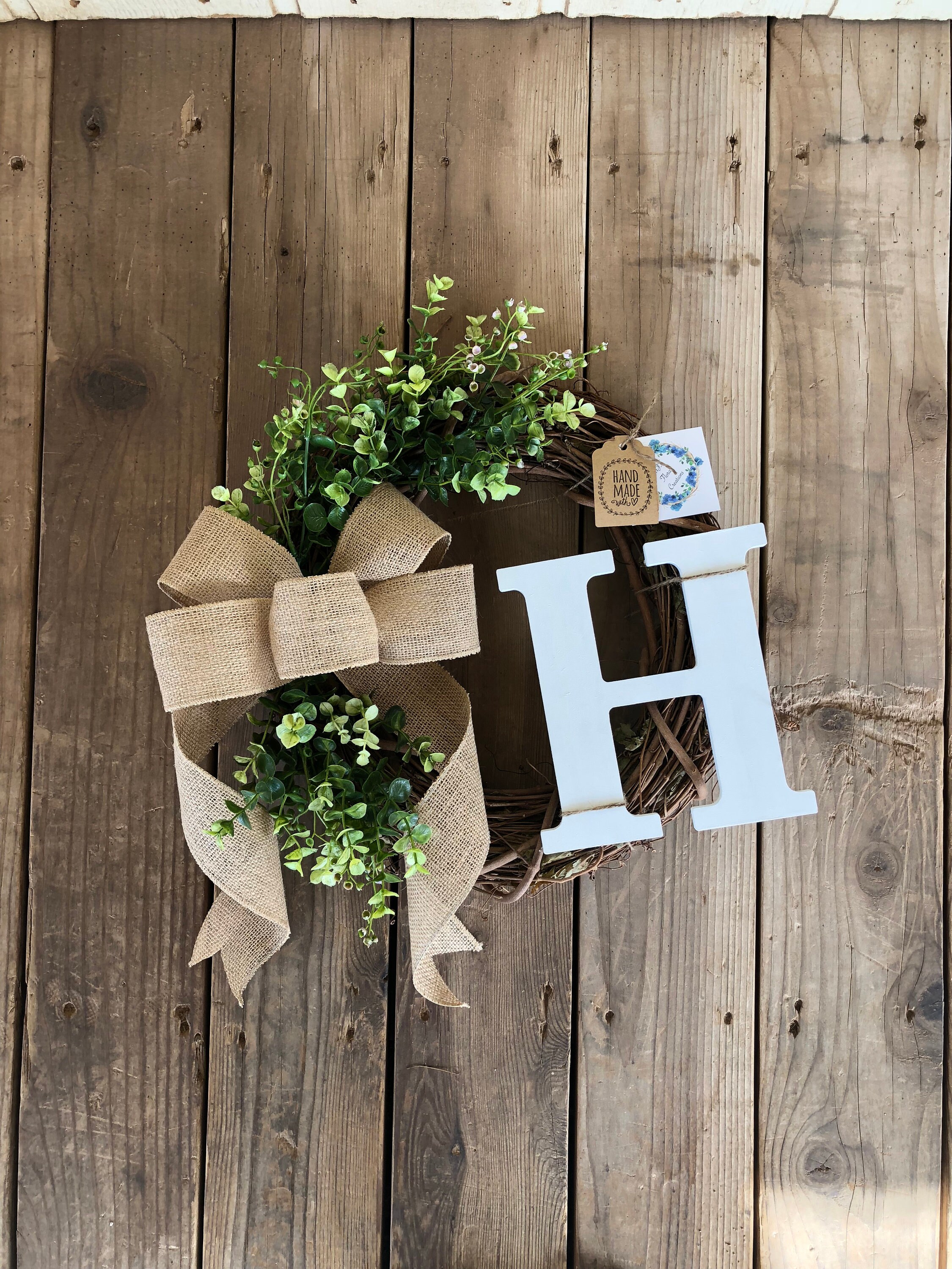 Wreath for Front Door Initial Monogram / Front Door Wreath - Etsy