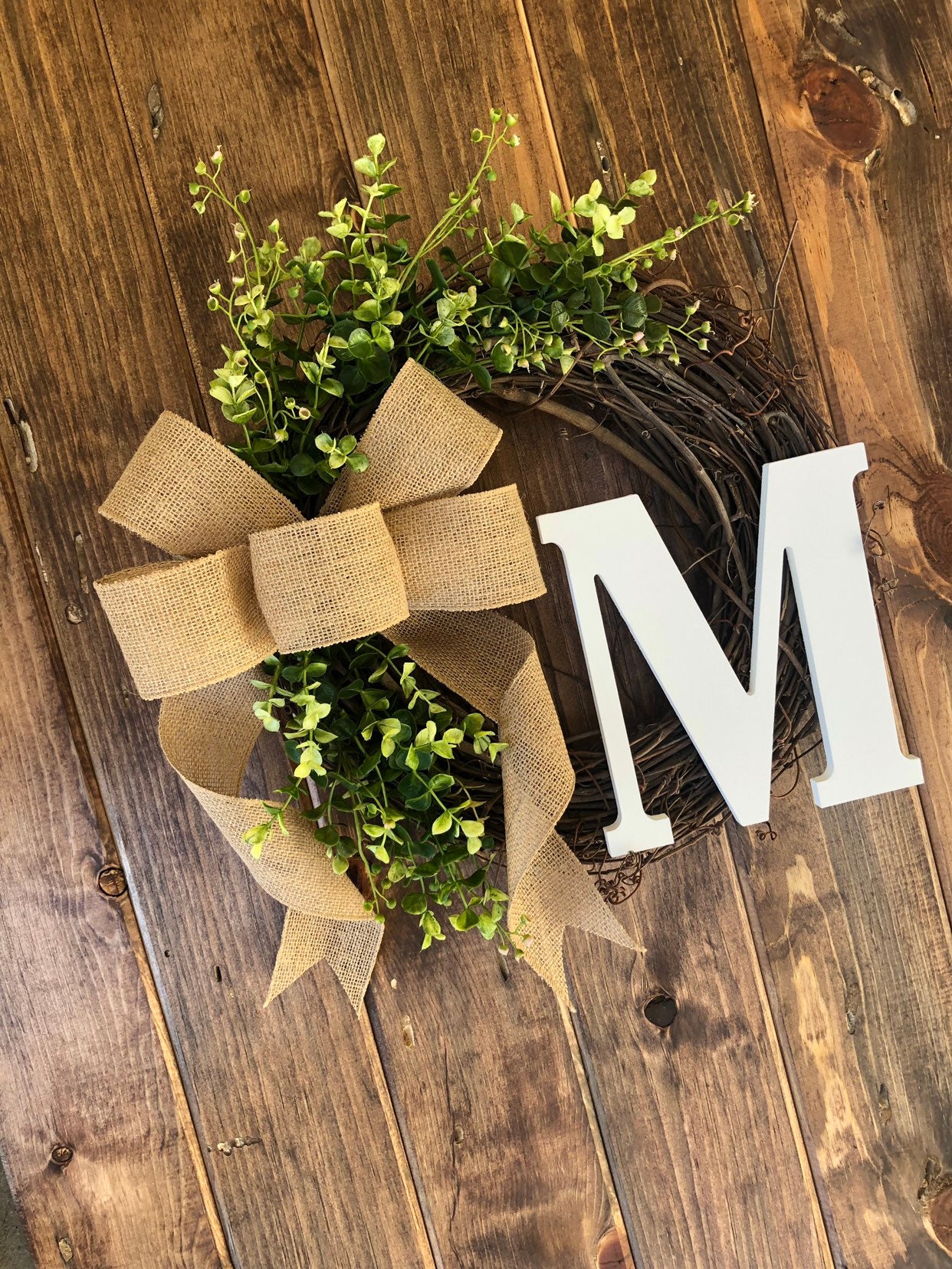 Wreath for Front Door Initial Monogram / Front Door Wreath - Etsy