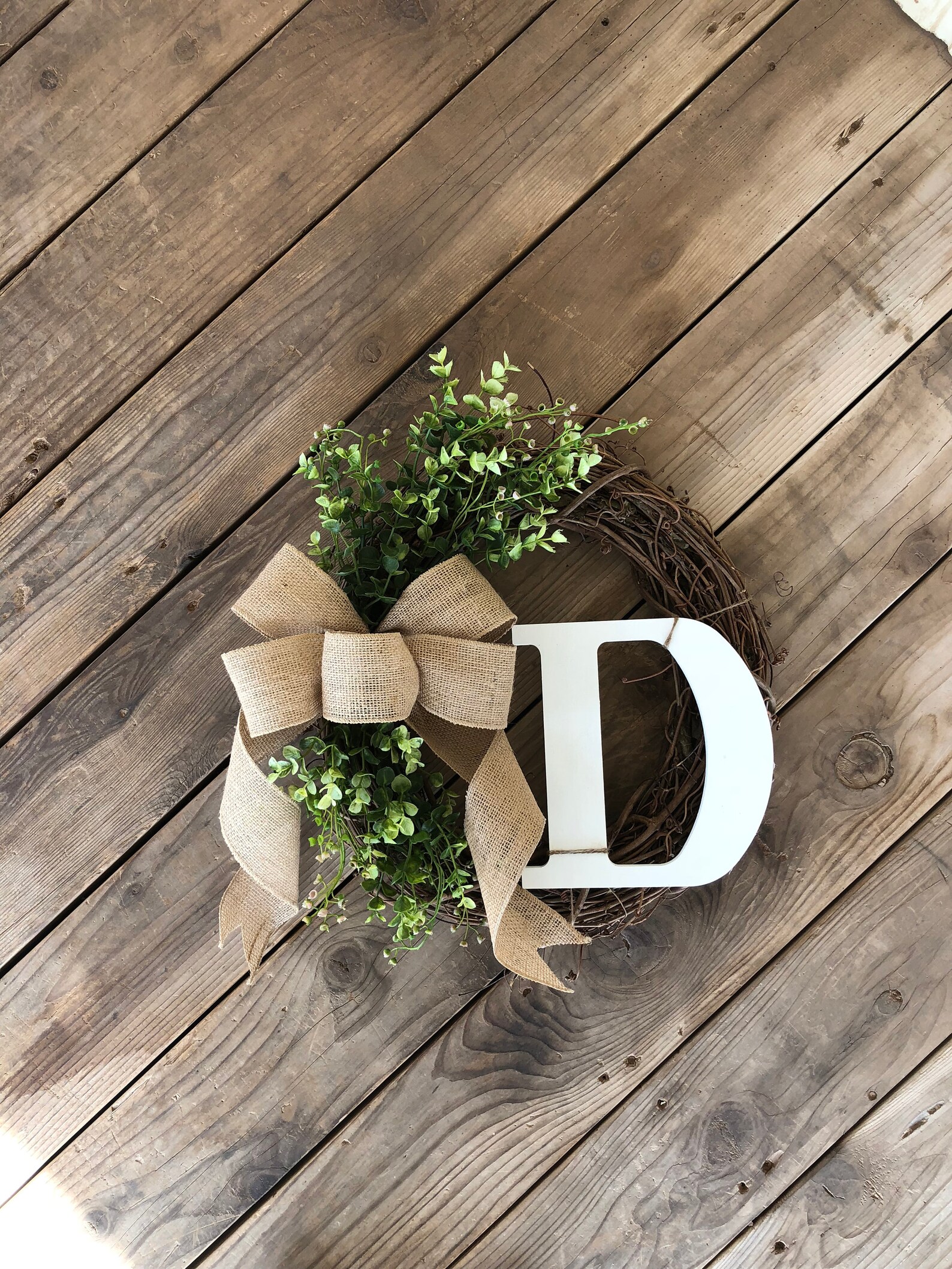 Wreath for Front Door Initial Monogram / Front Door Wreath - Etsy