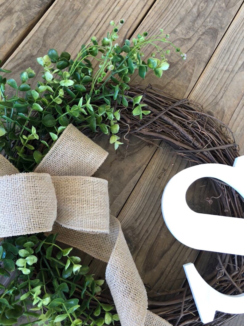 Wreath for Front Door Initial Monogram / Front Door Wreath - Etsy