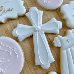 Cross, Dove, Christening Gown, God Bless Baptism Cookies for Girl 24 ...