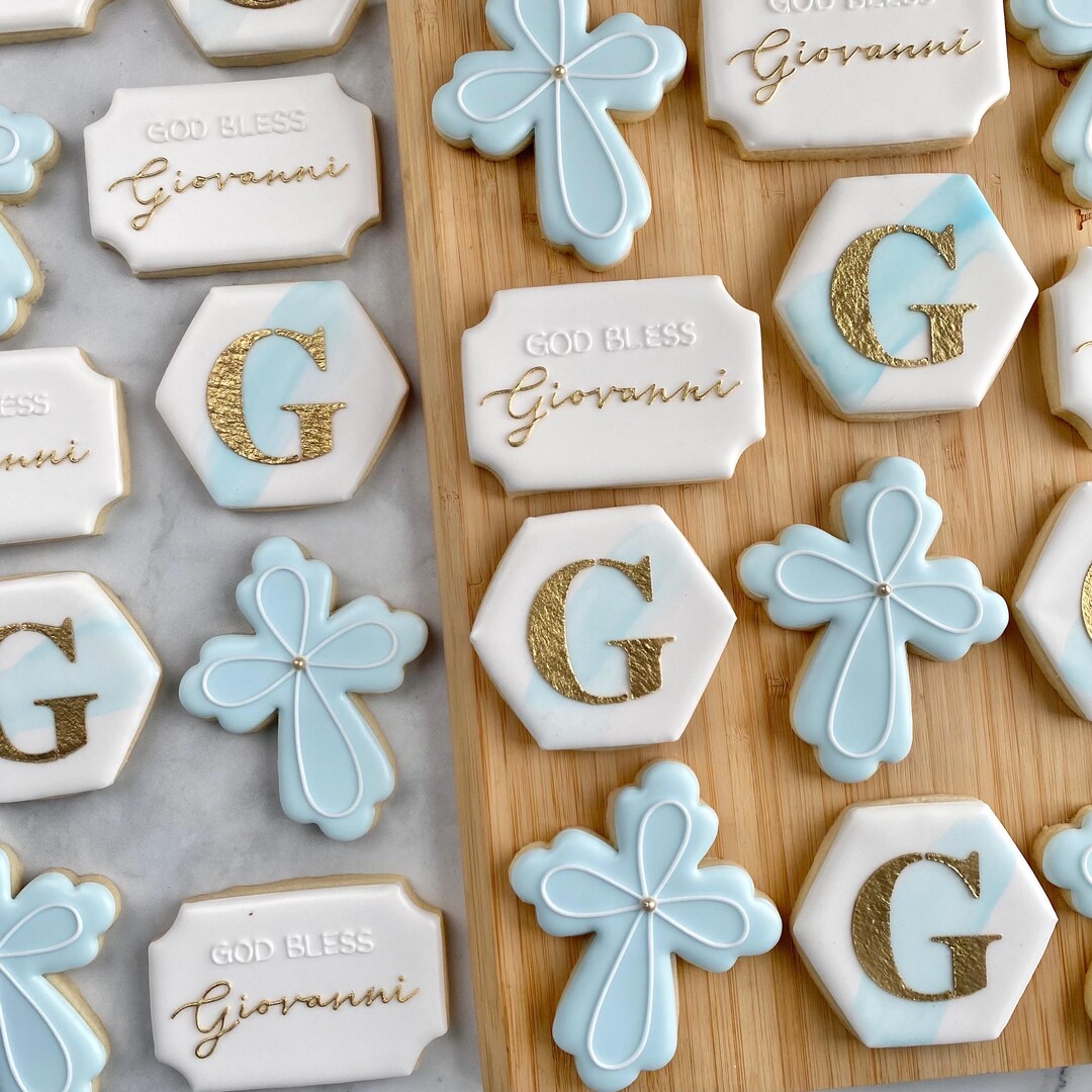 Cross, Monogram, God Bless Baptism Cookies 24 Cookies - Etsy