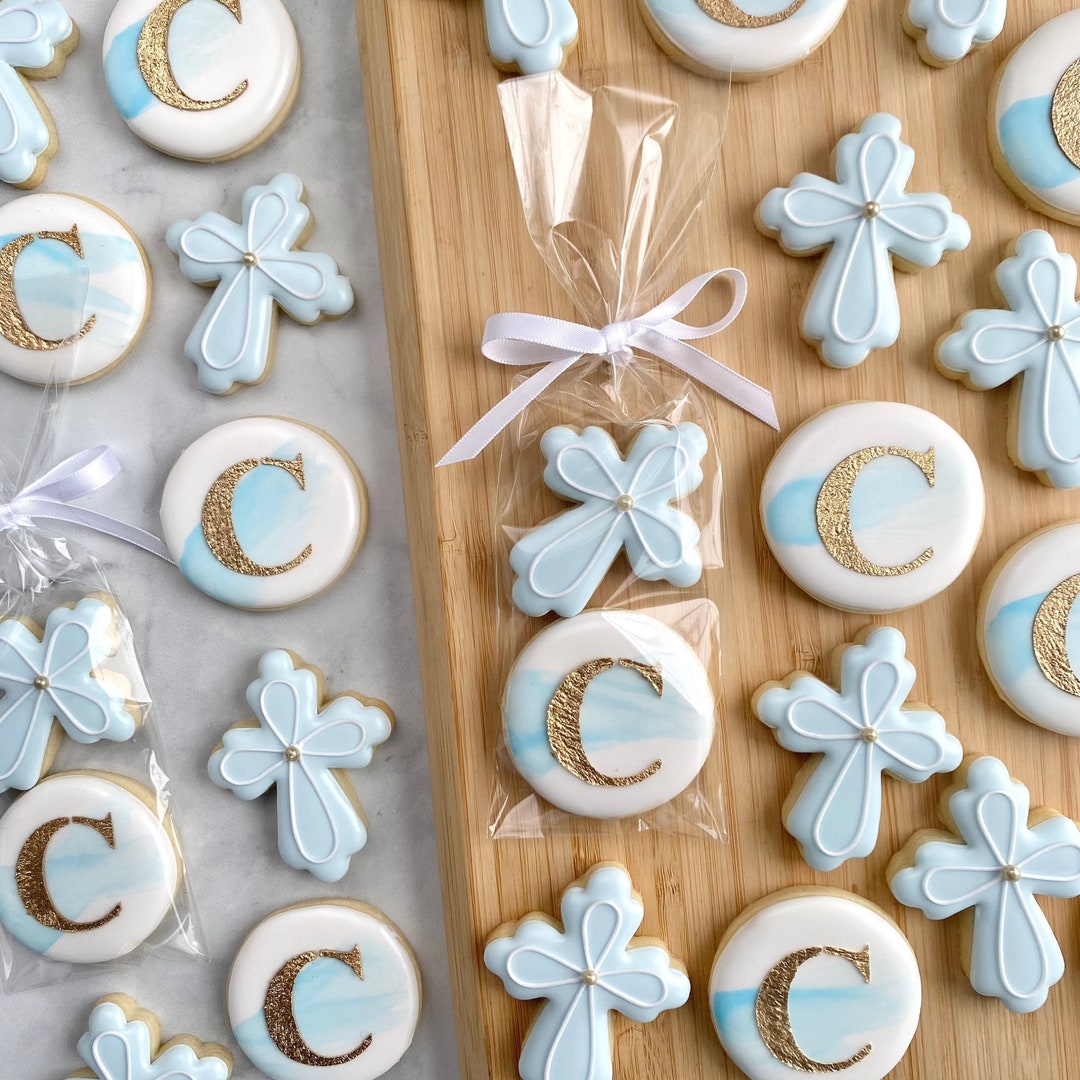 Mini 2 Pack Cross and Monogram Baptism, Communion, Confirmation Sugar ...