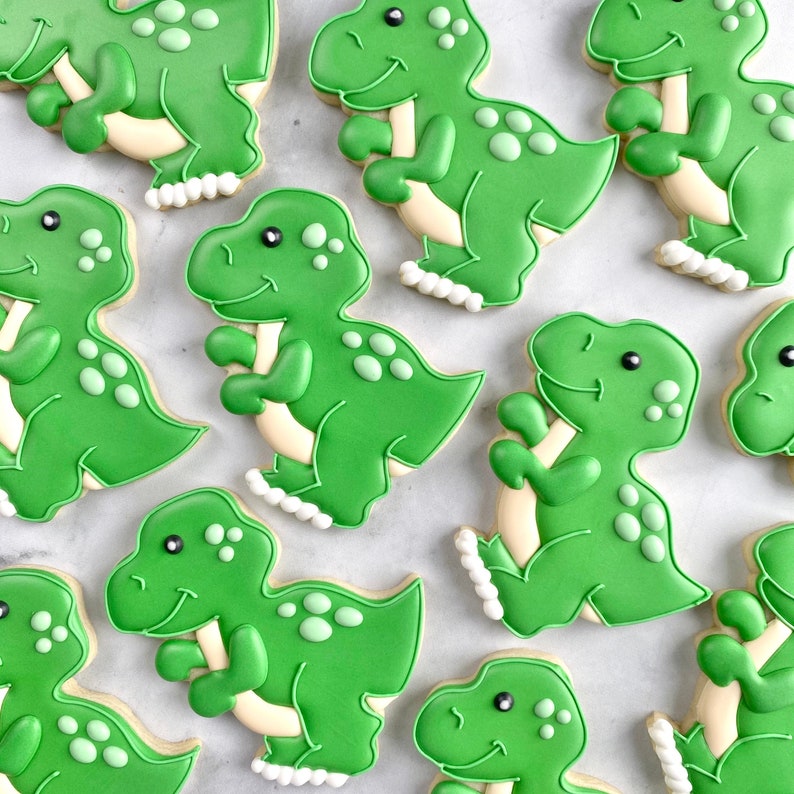 Dinosaur T-rex Tyrannosaurus Decorated Sugar Cookies 1 Dozen - Etsy
