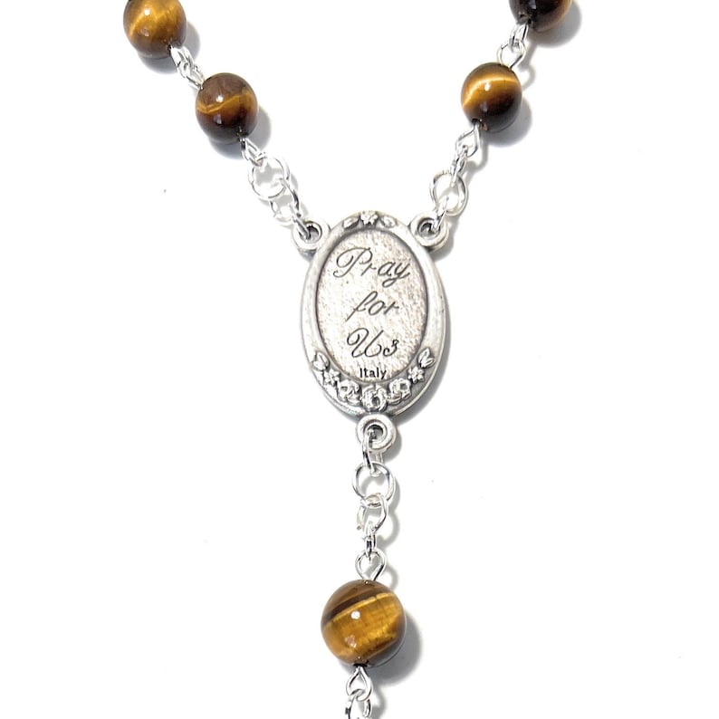 St. Michael the Archangel Car Rosary: Tiger Eye Beads, Catholic Rear ...