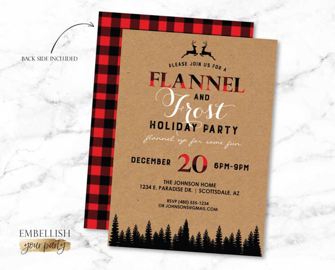 Lumberjack Holiday Party Invitation Rustic Christmas - Etsy
