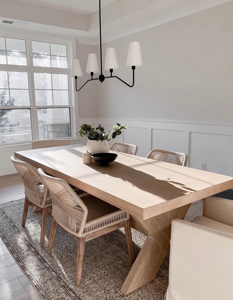 Custom White Oak Dining Table Top With Wooden Legs - Etsy