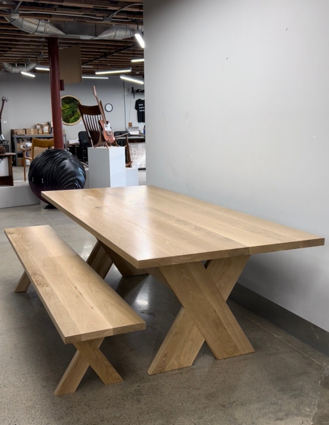 Custom White Oak Dining Table With X Wooden Legs - Etsy