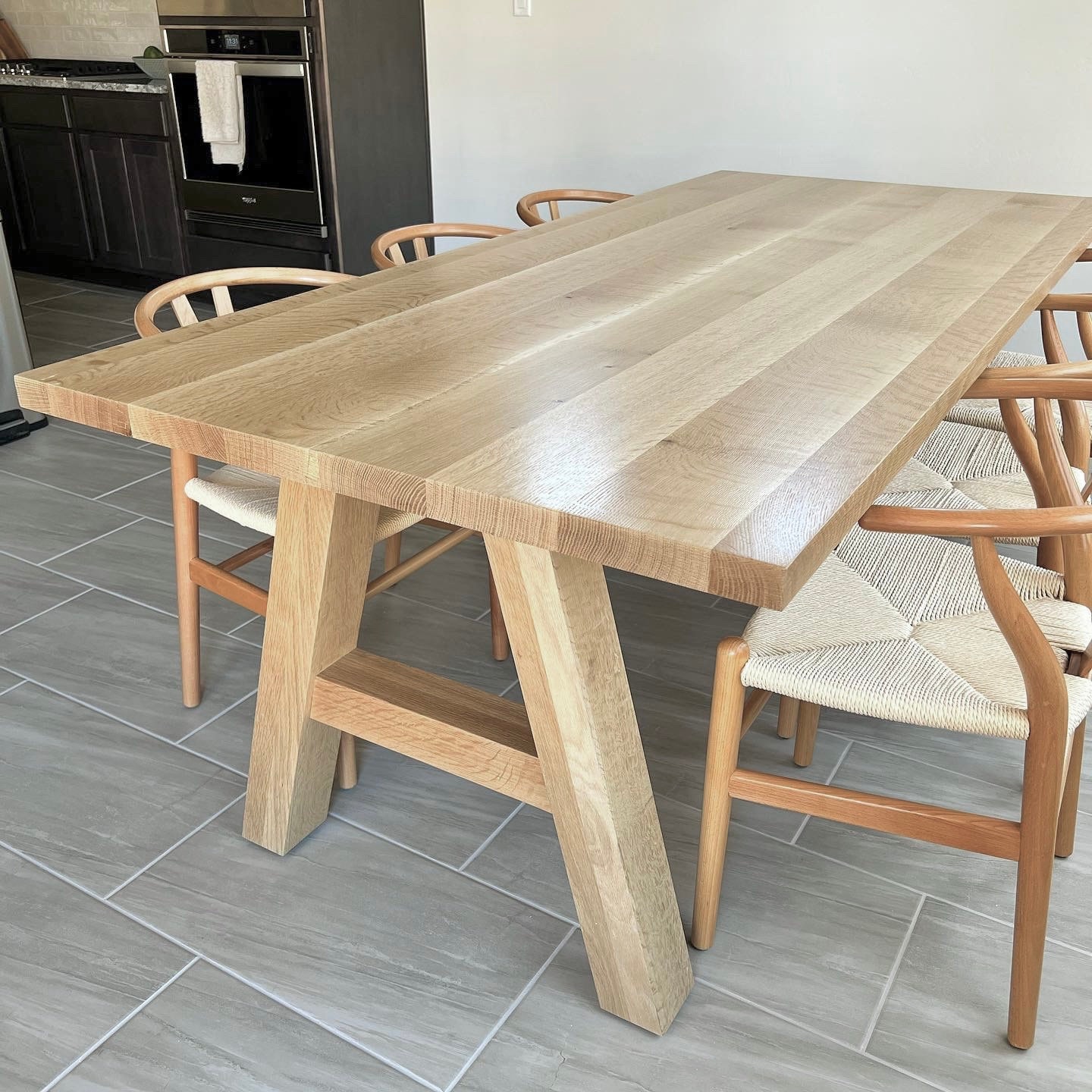 Custom White Oak Dining Table Top With Wooden Legs - Etsy