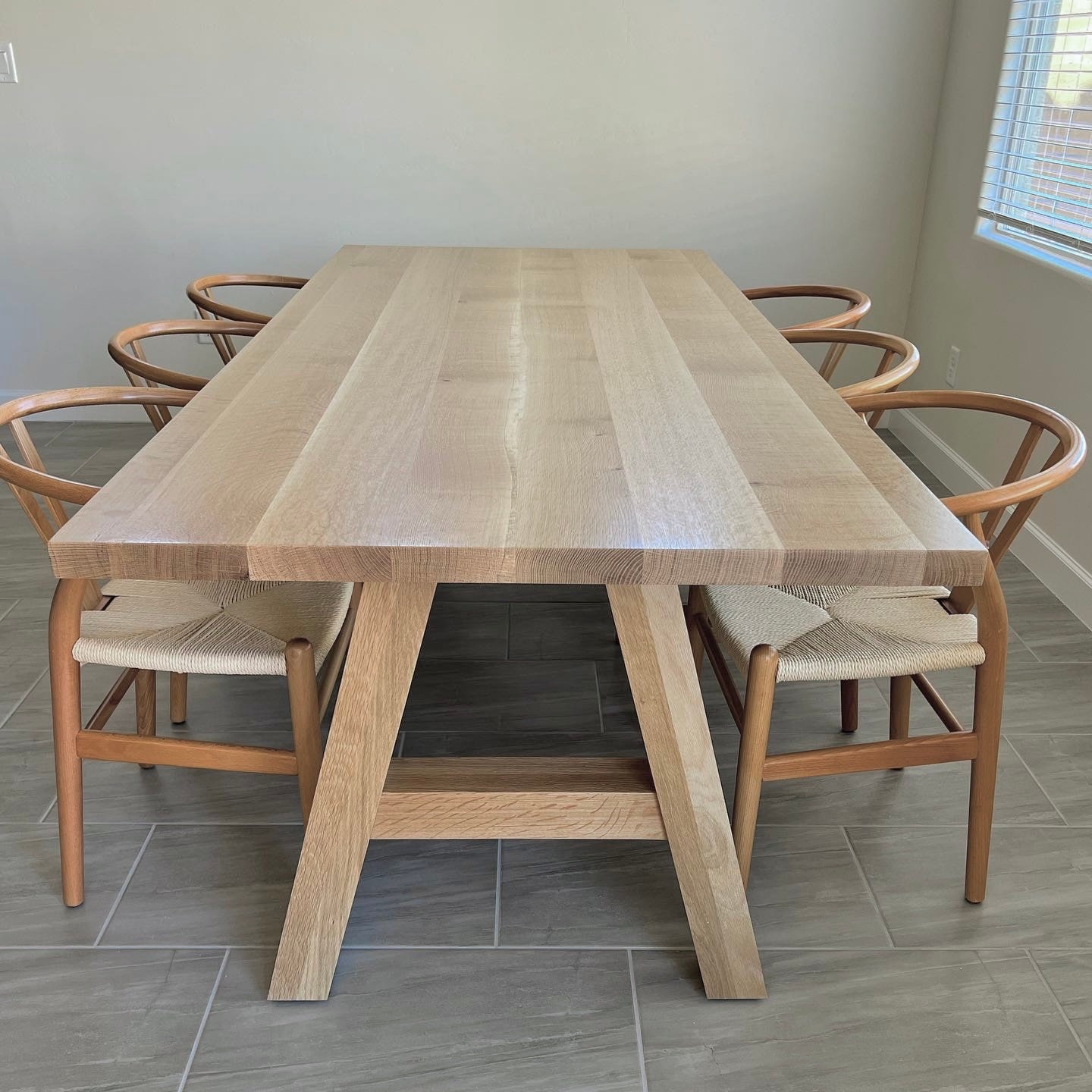 Custom White Oak Dining Table Top With Wooden Legs - Etsy