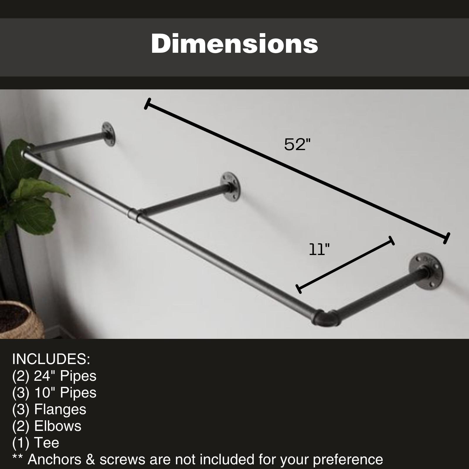 Industrial Pipe Garment Rack Black Industrial Pipe Clothing Rack Wall ...