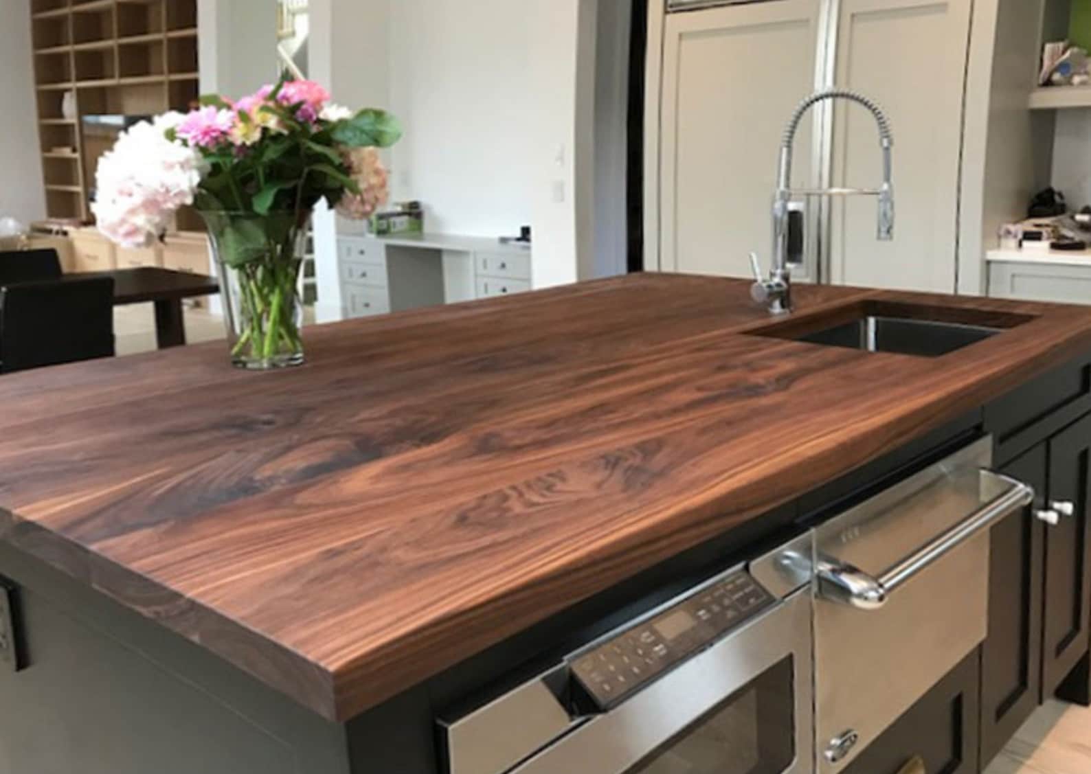 Custom Walnut Kitchen Island Top: Solid Wood Countertop - Etsy