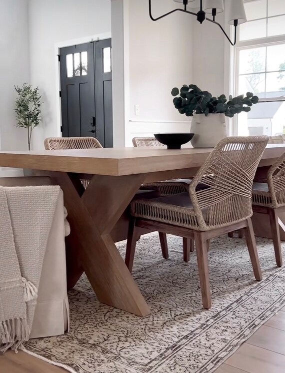 Custom White Oak Dining Table Top With Wooden Legs - Etsy