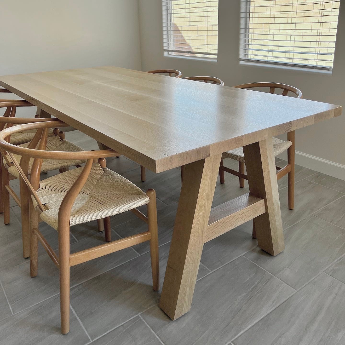 Custom White Oak Dining Table Top With Wooden Legs - Etsy