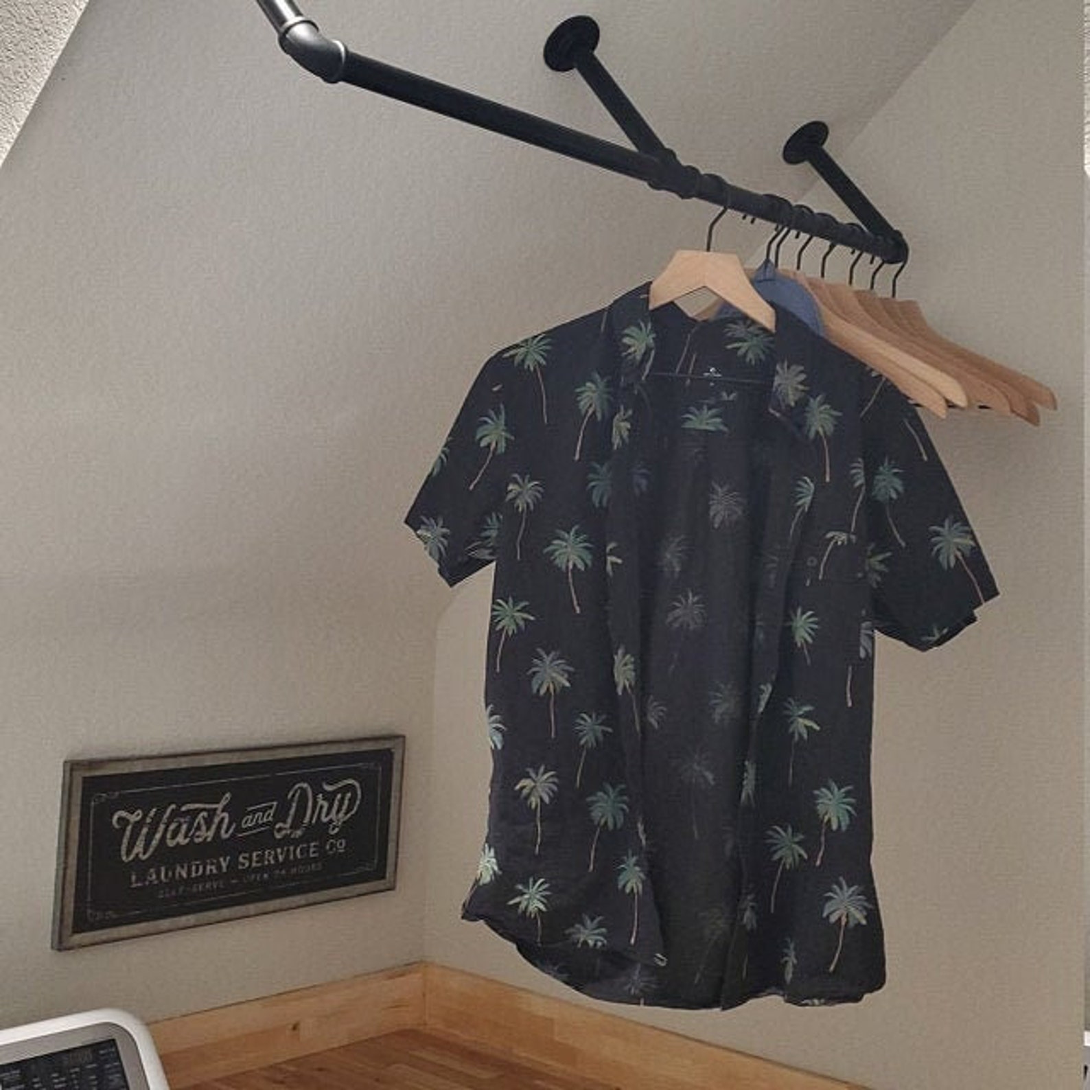 Black Pipe Clothing Rack Heavy Duty Detachable Wall Mounted - Etsy