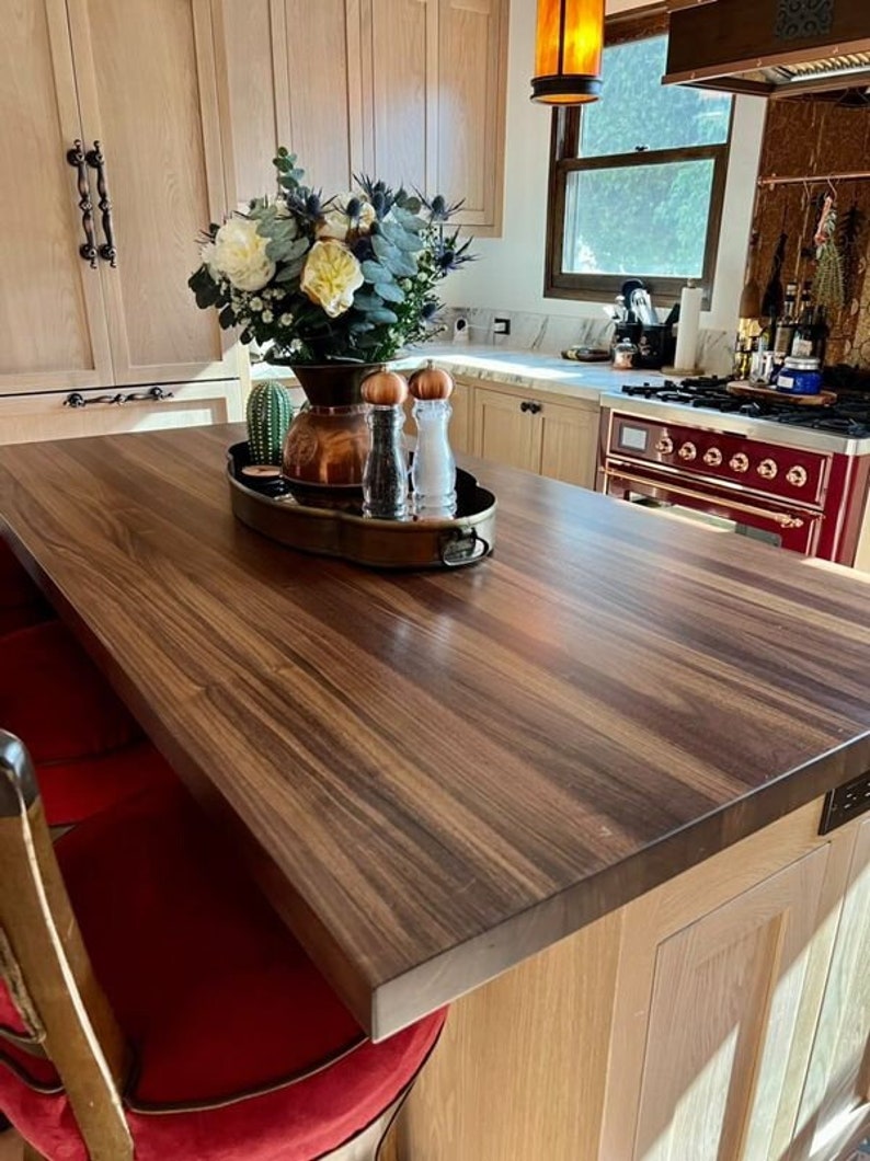 Custom Wooden Butcher Block Walnut Countertop | Kitchen Island ...