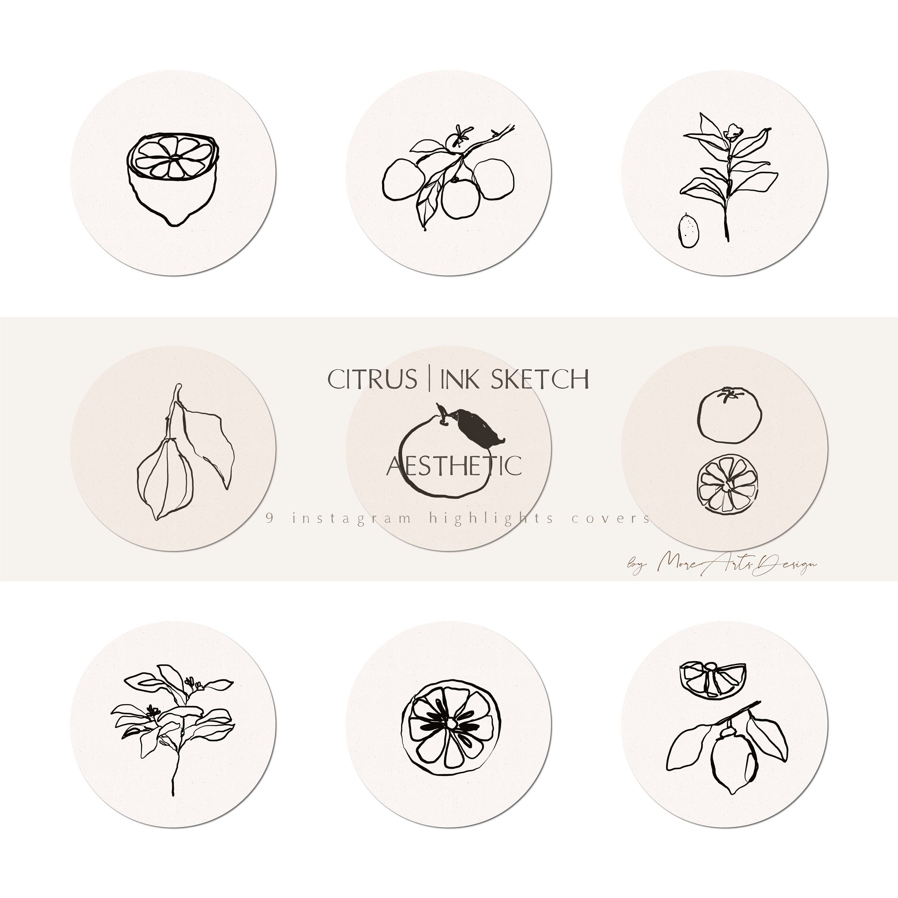 Modern Line Drawing Citrus Botanical Clip Art, Lemon Art, Flower Hand ...