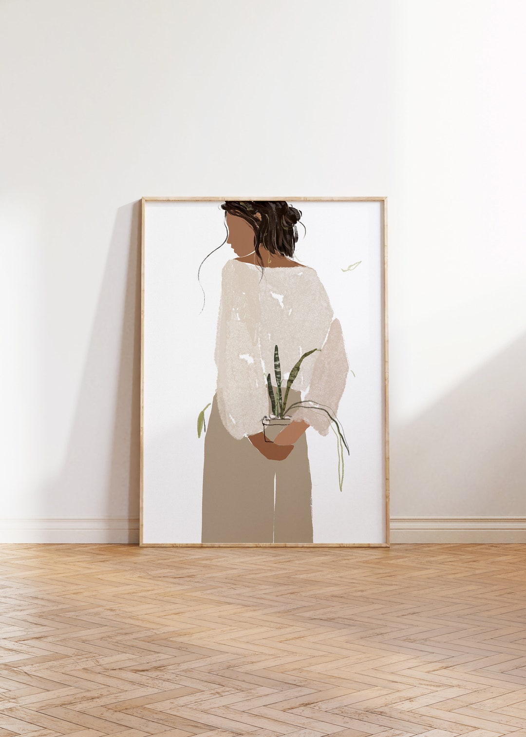 Botanical Abstract Face Feminine Art Figure Drawing Print Minimal ...