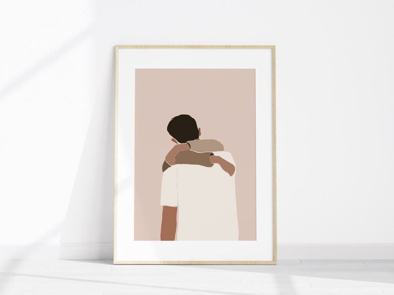 Abstract Romantic Couple Portrait Poster Abstract Print Blush - Etsy