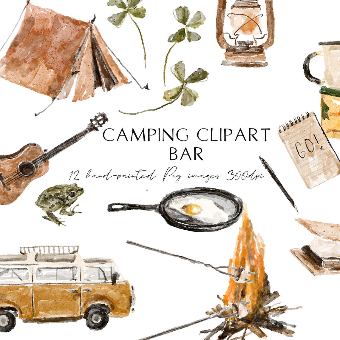 Camper Food Clipart Png Graphic, Camping Modern Clipart Set, Hygge ...