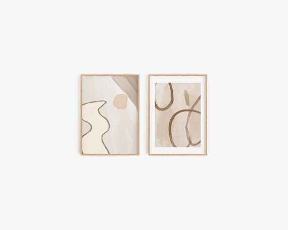 Neutral Prints Instant Download Set of 2 Prints Abstract | Etsy