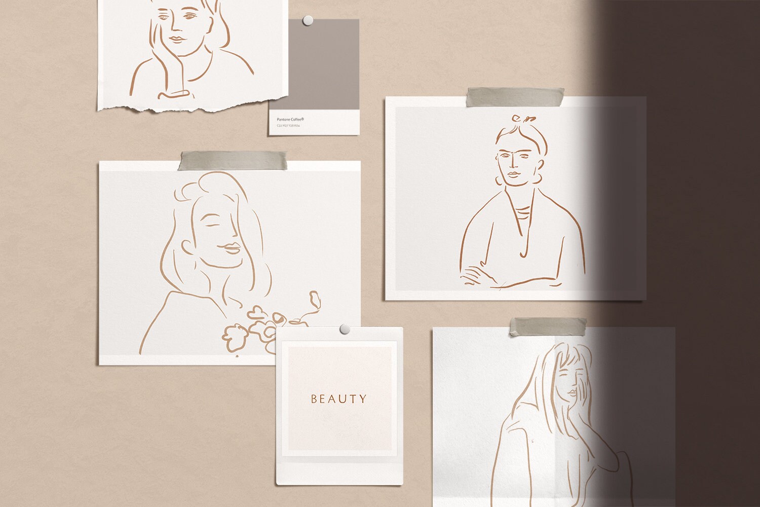 Female Line Art Face Instagram Story Highlight Icons, Modern Line ...