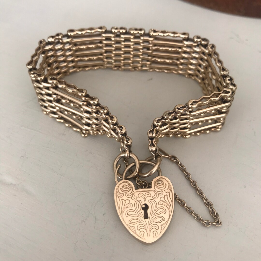 Antique Edwardian 9ct Gold Gate Bracelet. Circa 1900-10. - Etsy