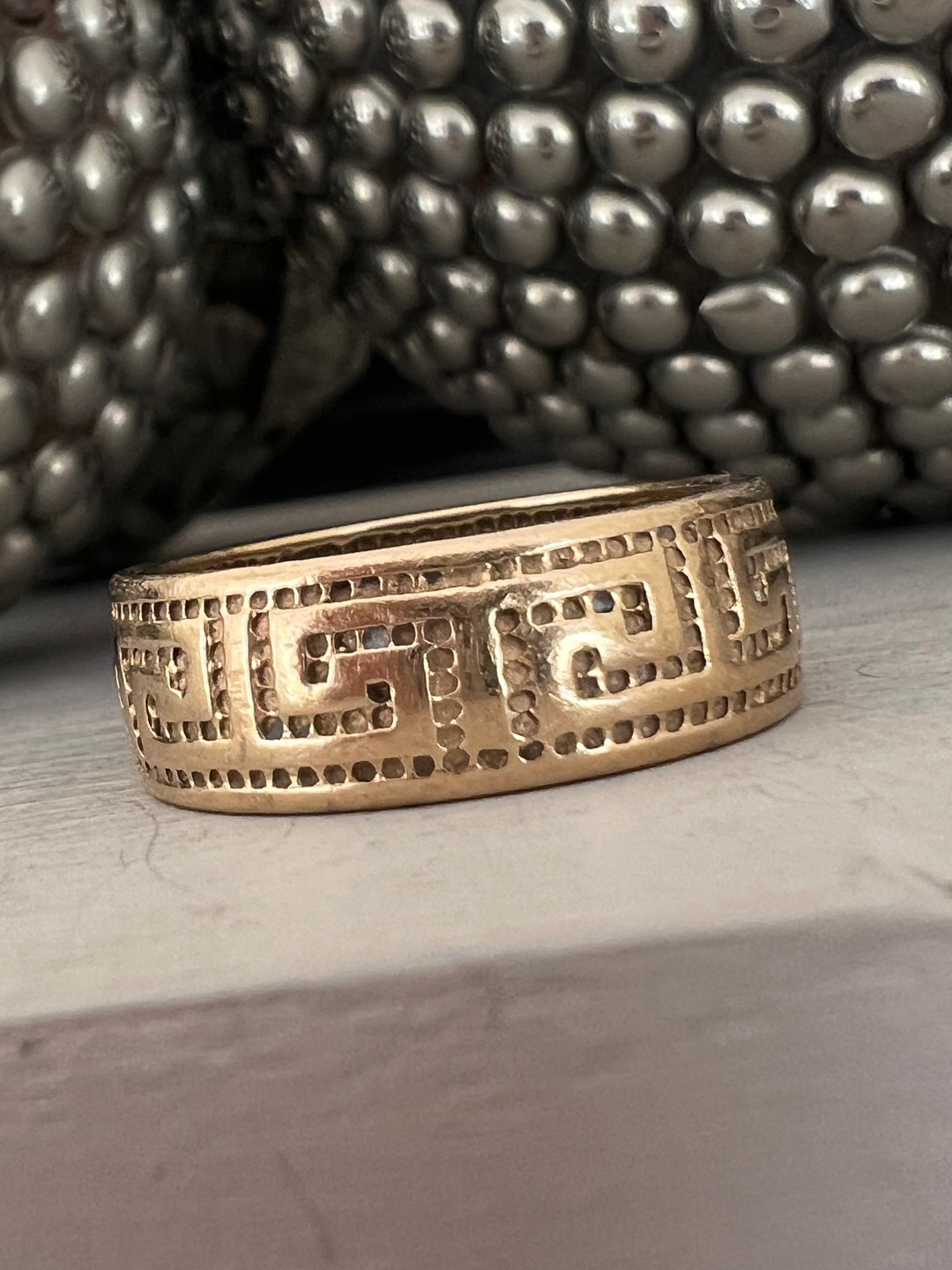 Vintage 9ct Gold Greek Key Wide Width Ring. - Etsy