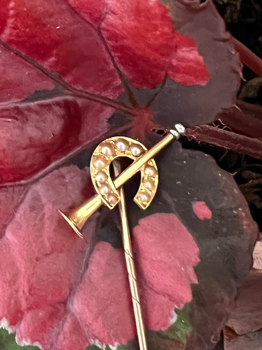 Victorian 18ct Gold Seed Pearl Stick Pin: Antique Equestrian Lapel Pin ...