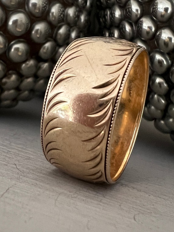 Vintage 9Ct Gold Extra Wide Width Wedding Band. 9K Go… - Gem