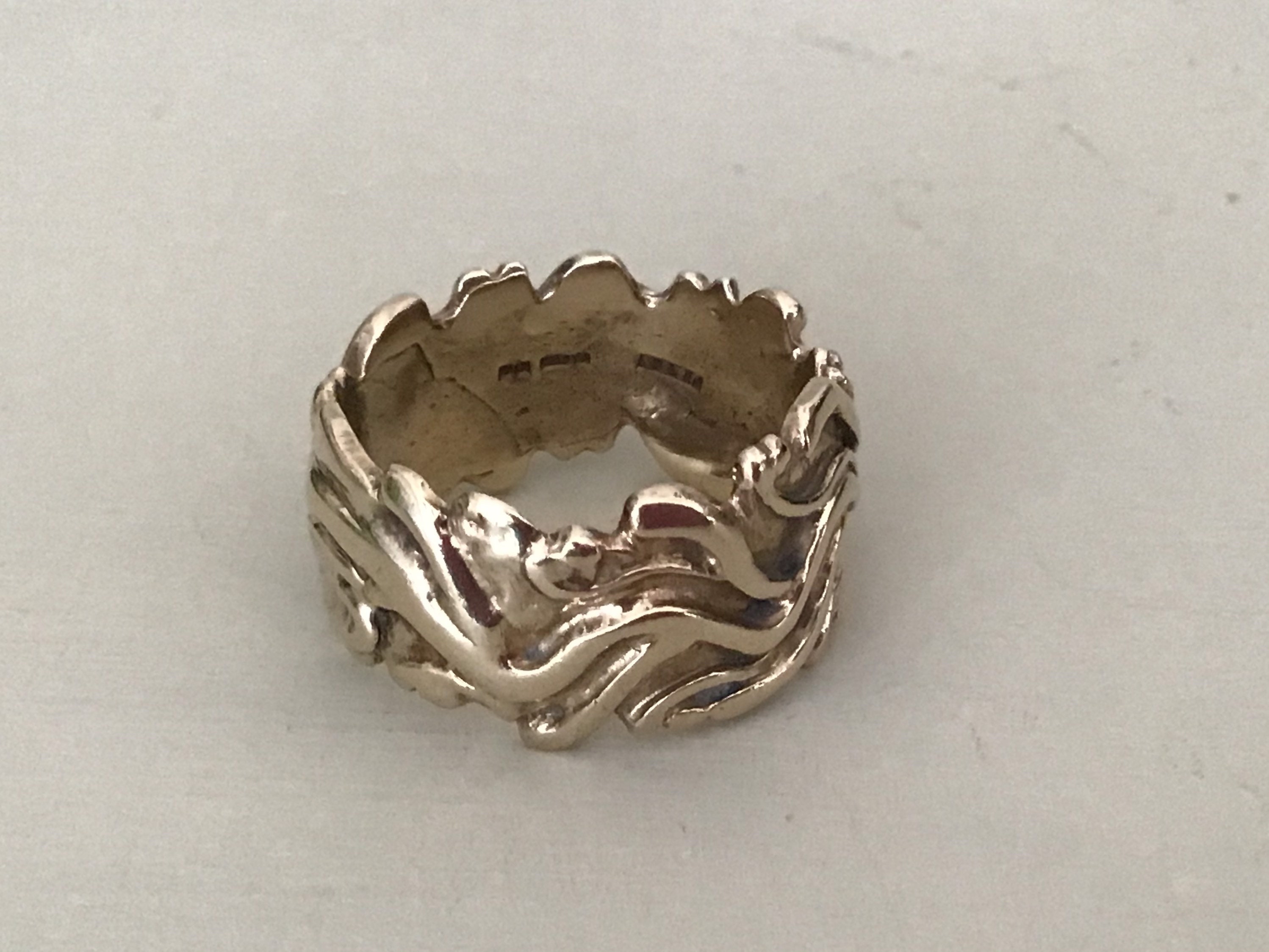 Unique 9ct Gold Extra-wide Decorative Band. | Etsy