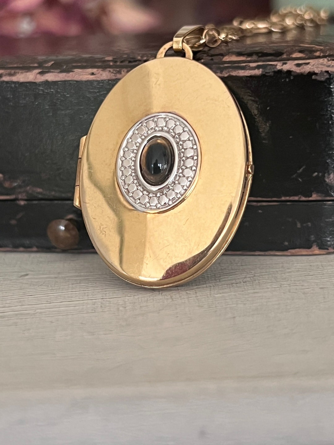 Vintage 9ct Gold and White Gold Evil Eye Locket and Chain. 18 - Etsy