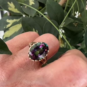 Vintage 9ct Gold Mystic Topaz Statement Ring. 9k Mystic Rainbow Topaz ...